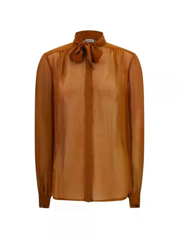 LARDINI Tie-neck Semi-sheer Blouse