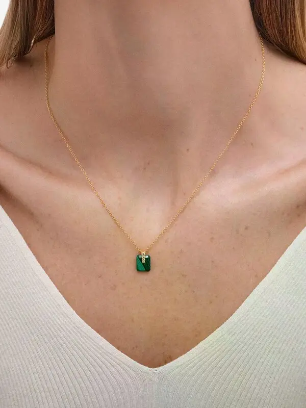 Astley Clarke Deco Malachite And Diamond Necklace