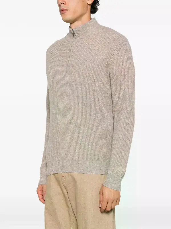 MC2 SAINT BARTH Buck Ribbed-knit Quarter-zip Sweater