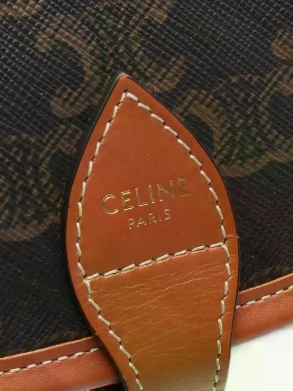 Celine 2000s Medium Folco Triomphe Shoulder Bag - Brown