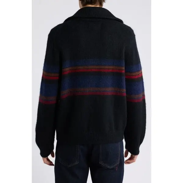 WAX LONDON Norris Wool Blend Zip Sweater - Black/multi