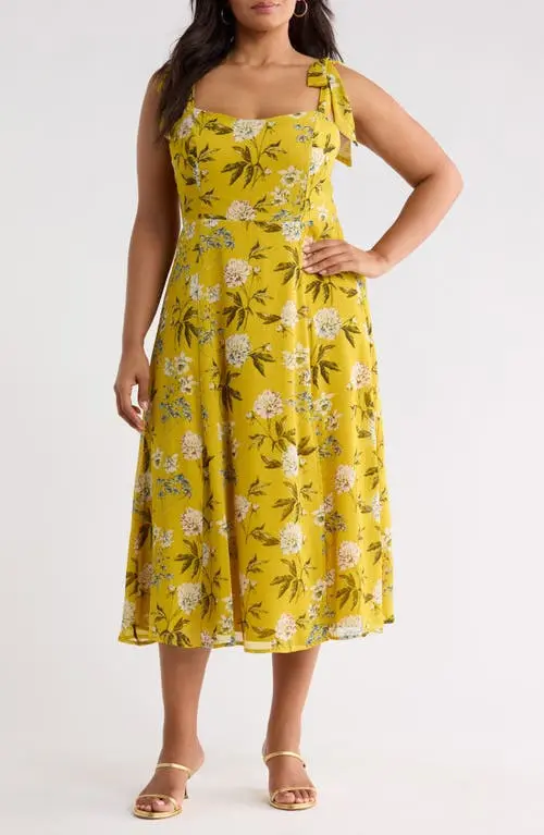 SUGARLIPS Viejo Tie Strap Midi Dress - Gold-multi
