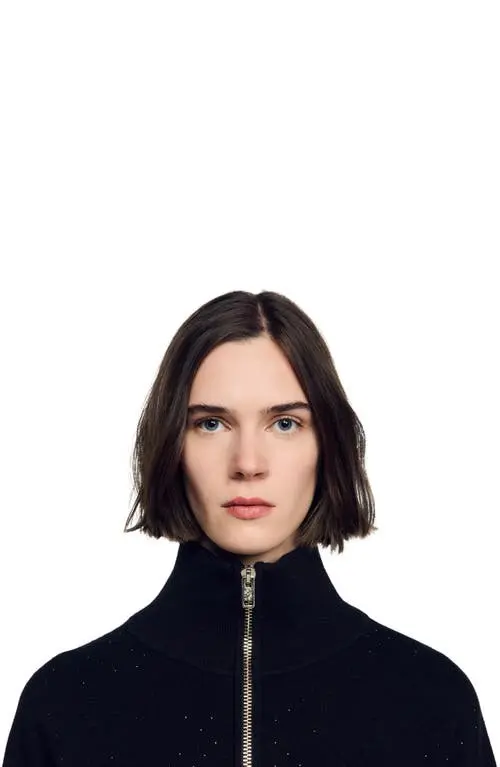 Sandro Standing Collar Strass Cardigan