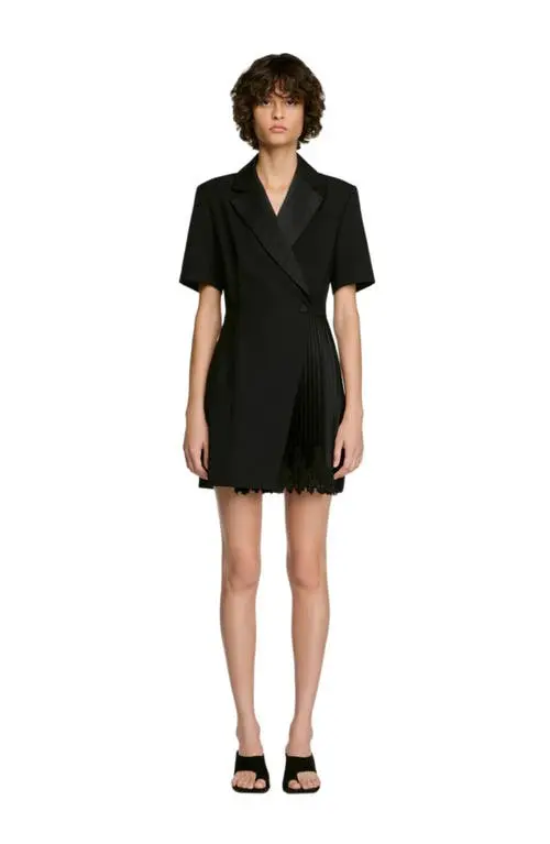 Sandro Tailored Collar Wraparound Dress