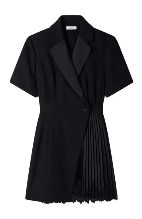 Sandro Tailored Collar Wraparound Dress