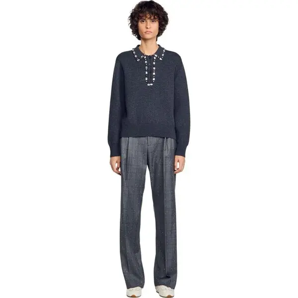 Sandro Jewellery Polo-neck Sweater