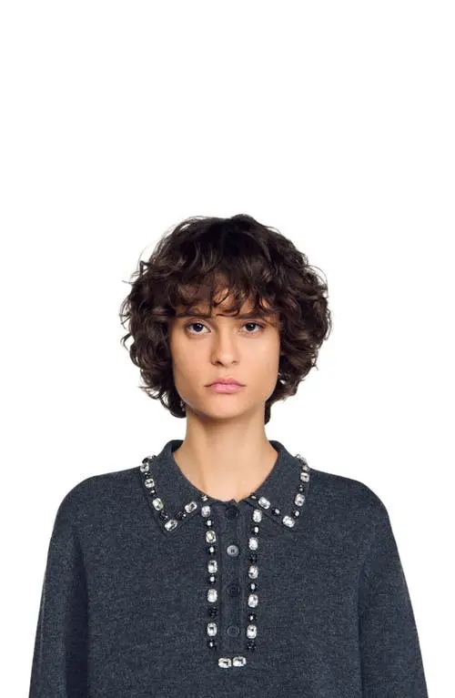 Sandro Jewellery Polo-neck Sweater