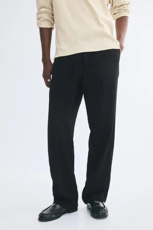 H&M Relaxed-fit Crinkled Drawstring Pants - Black