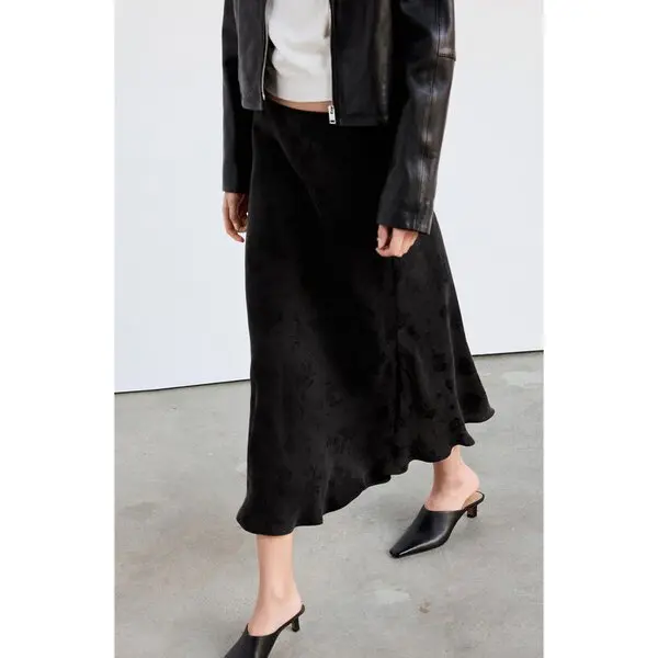 Mango Burnout A-line Midi Skirt