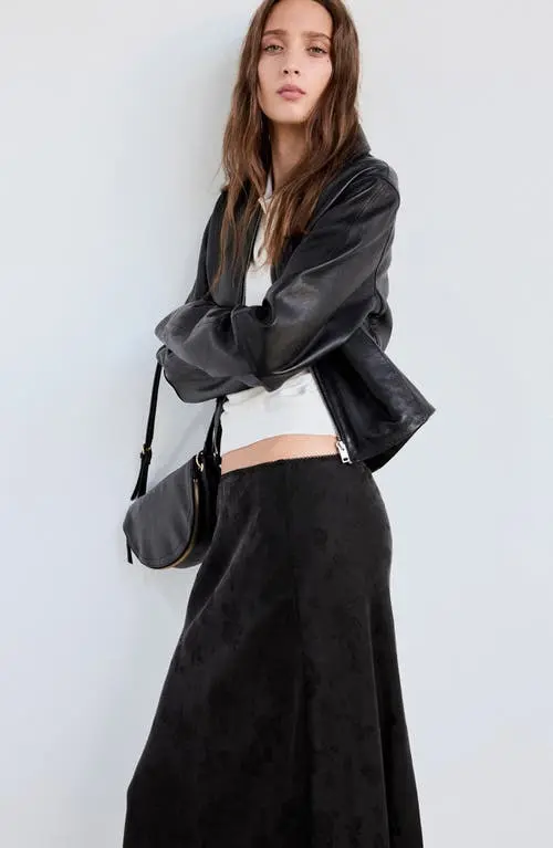 Mango Burnout A-line Midi Skirt