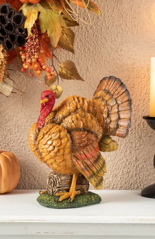 GLITZHOME Thanksgiving Resin Turkey Table Decor