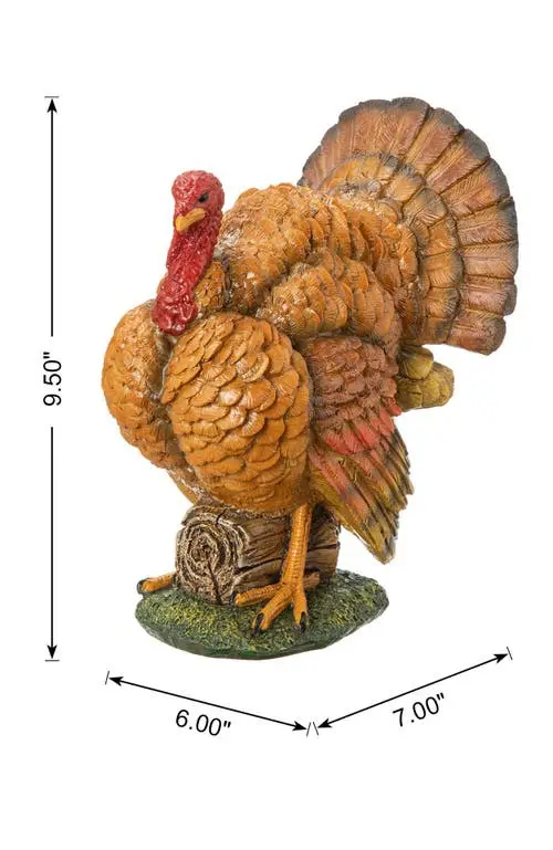 GLITZHOME Thanksgiving Resin Turkey Table Decor
