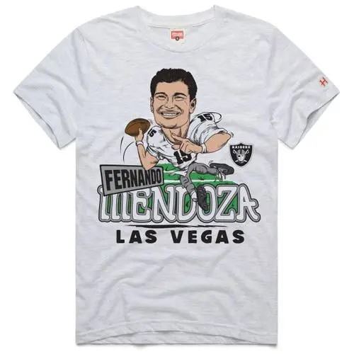 HOMAGE Fernando Mendoza Las Vegas Raiders Caricature Player Graphic Tri-blend T-shirt - Ash