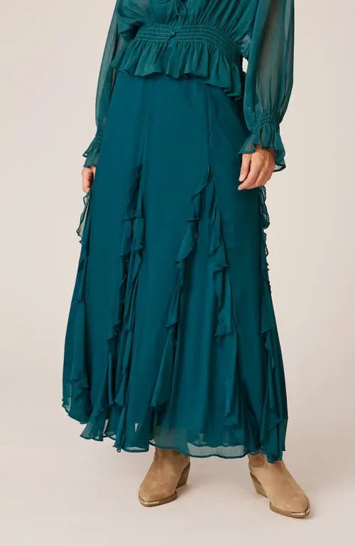 ALMA EN PENA Ruffled Midi Skirt - Ocean