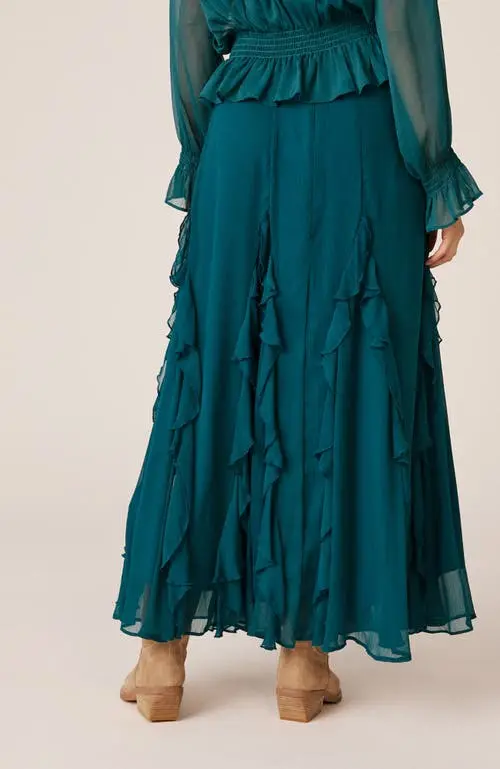 ALMA EN PENA Ruffled Midi Skirt - Ocean