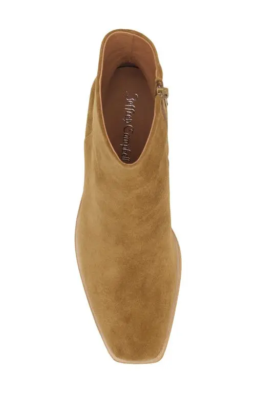 Jeffrey Campbell Horseshoe Leather Western Bootie - Camel Suede Natural Stack