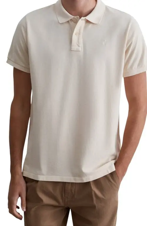 SCALPERS Tonal Skull Piqué Polo Shirt - Cream