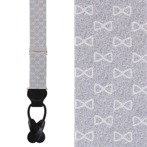 Trafalgar Signature Logo Silk Novelty Button End Suspenders - Silver