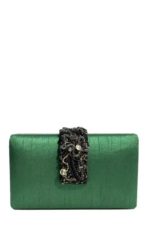 SIMITRI Beaded Fringe Clutch - Evergreen