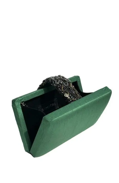 SIMITRI Beaded Fringe Clutch - Evergreen