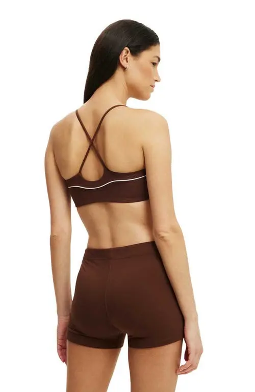 Cotton:on Active Ultra Soft Spliced Crop - Chestnut