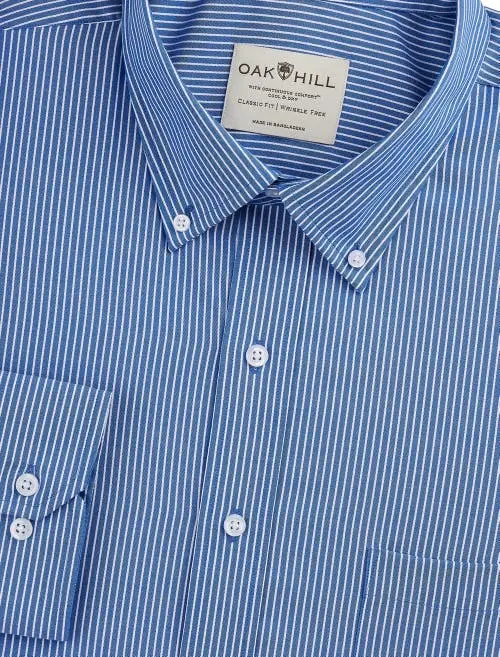 OAK HILL BY DXL Big & Tall Pinpoint Dress Shirt V2 - Blue Multi