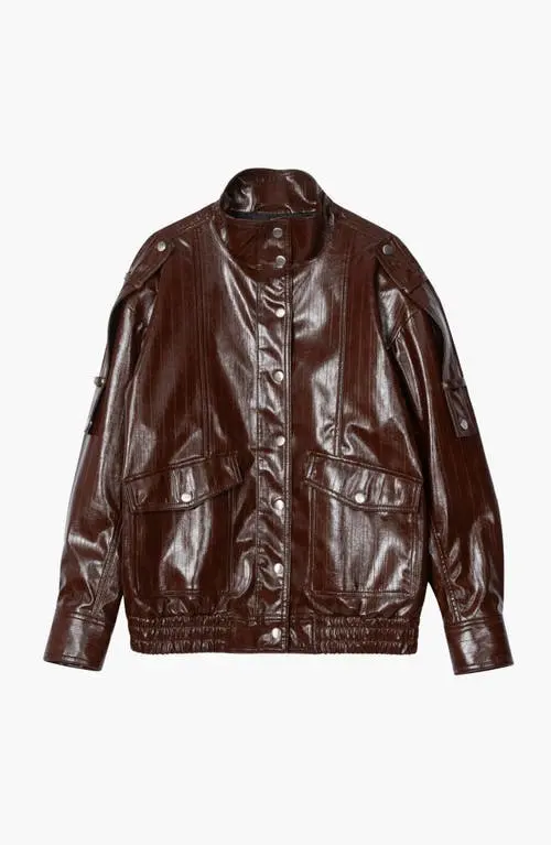 3.1 Phillip Lim Textured Faux Leather Flight Jacket