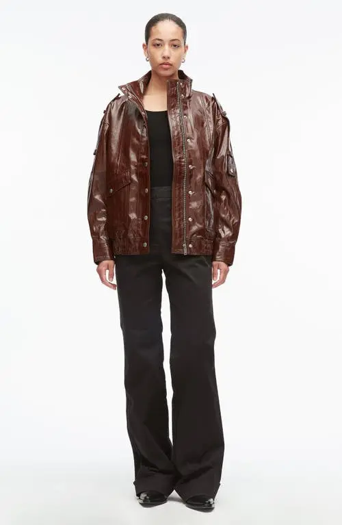 3.1 Phillip Lim Textured Faux Leather Flight Jacket