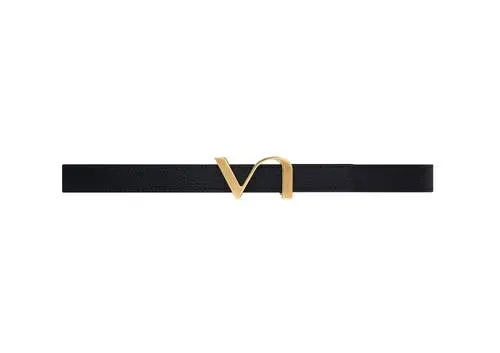 VAINCOURT Reversible & Gold Thin Leather Belt - Black