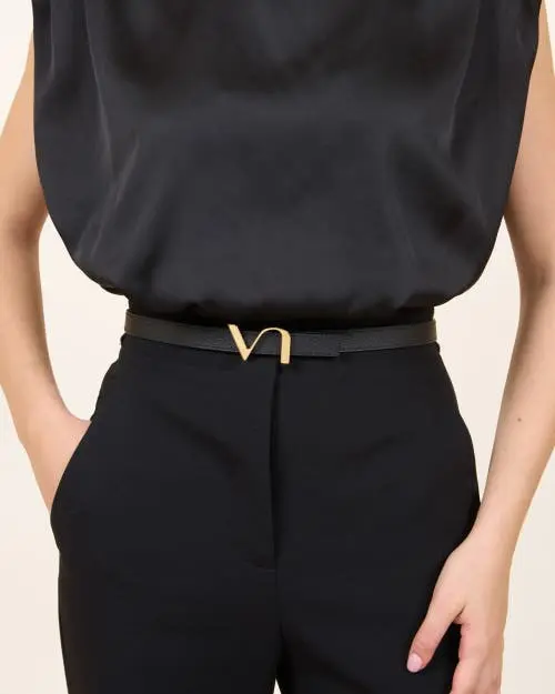 VAINCOURT Reversible & Gold Thin Leather Belt