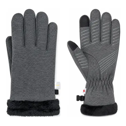 HOT PAWS Plush Lined Stretch Knit Athletic Glove - Heather Gray