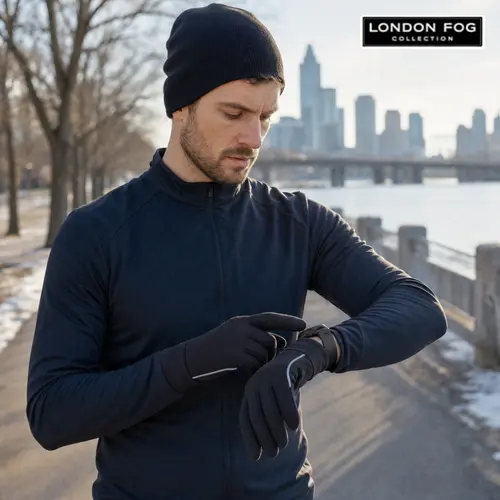 London Fog Plush Lined Stretch Knit Athletic Glove