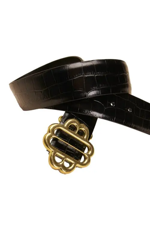Maje Croc-effect Leather Double M Belt