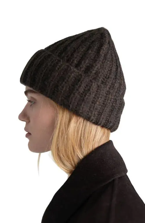 HYER GOODS Chunky Alpaca Wool Beanie - Brown