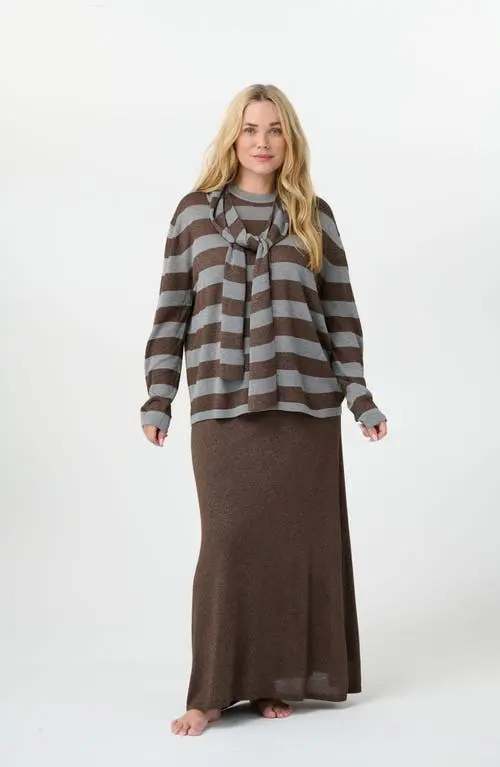 BY TESS COLLECTION Willa Striped Metallic Knit Detachable Tie Sweater