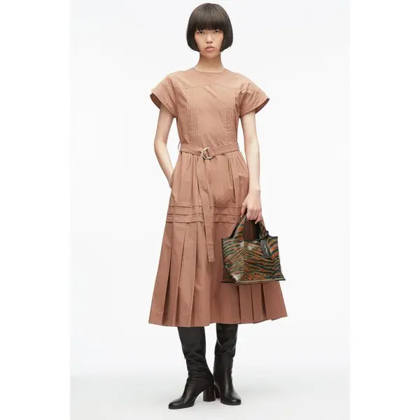 3.1 Phillip Lim Pleated Poplin Tulip Dress - Sable