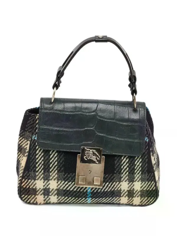 Burberry Small Croc-embossed Satchel Bag - Black