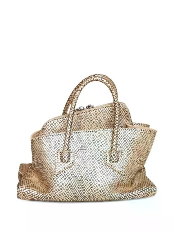 Attico Snake-effect Leather Tote Bag - Neutrals