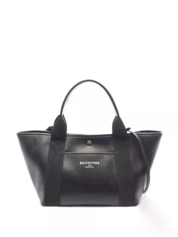Balenciaga 2010s Small Biarritz Leather Tote Bag - Black