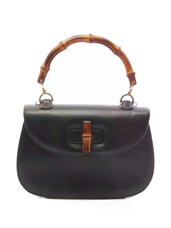 Gucci 2000s Bamboo Leather Shoulder Bag - Black