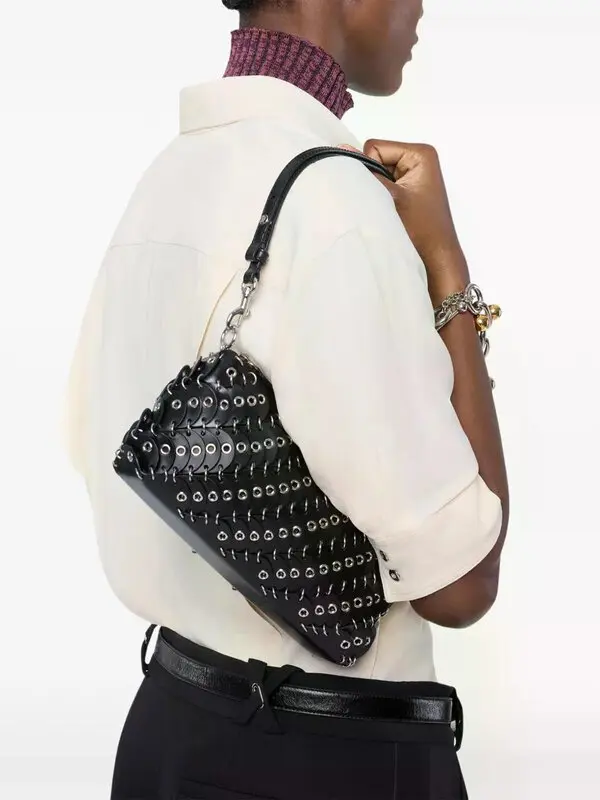 Rabanne Small Bag In Leather With Silver Eyelets
