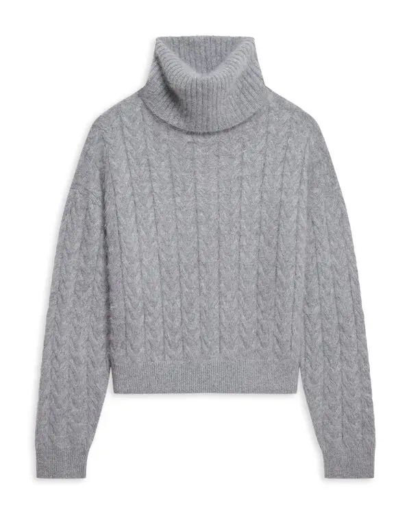 Theory Airy Wool & Cashmere Cable Knit Turtleneck Sweater