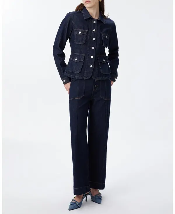 BAYEAS Button Front Denim Jacket With Four Pockets In Wash