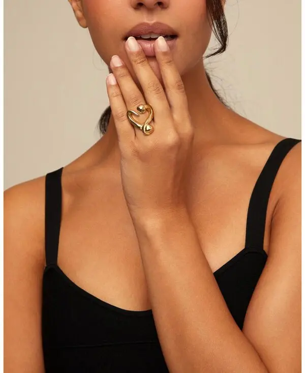 UNODE50 Plated Open Ring With A Nailed Heart Design