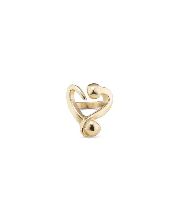 UNODE50 Plated Open Ring With A Nailed Heart Design