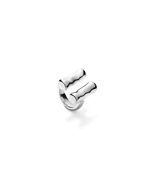 UNODE50 Sterling -plated Ring With Two Vertical Tubes - Silver