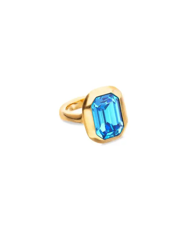 UNODE50 Tone Ring With Emerald-cut Blue Crystal