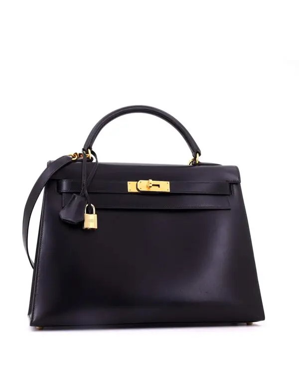 Hermès Kelly 32 Handbag Black Box Calf With Gold Hardware