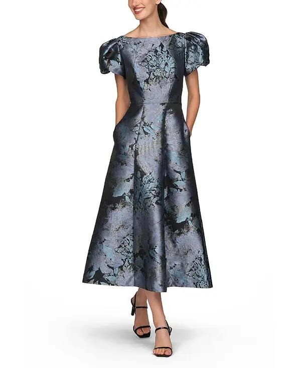 KAY UNGER Jennifer Tea Length Dress - Chambray Multi