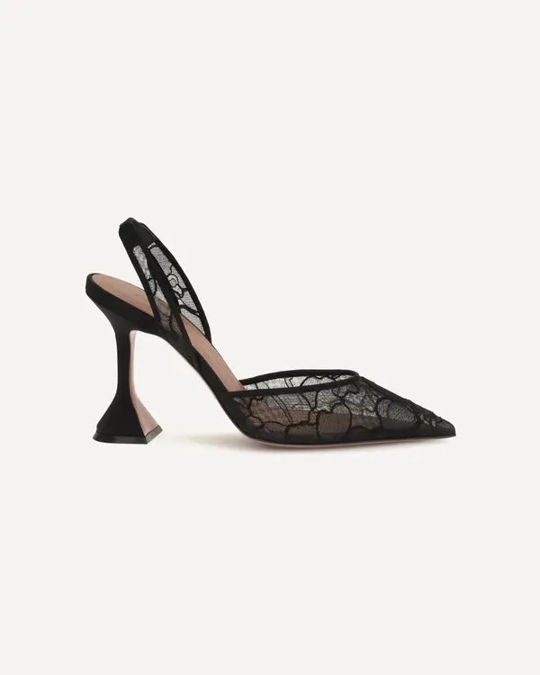 Amina Muaddi Holli Lace Slingback Sandals